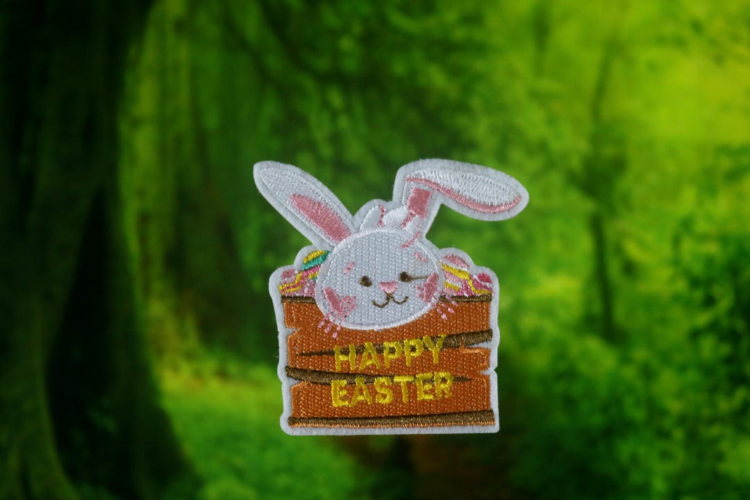 Happy Easter Patch , Rabbit Patch, Iron on Patch, Embroidered Patch ...