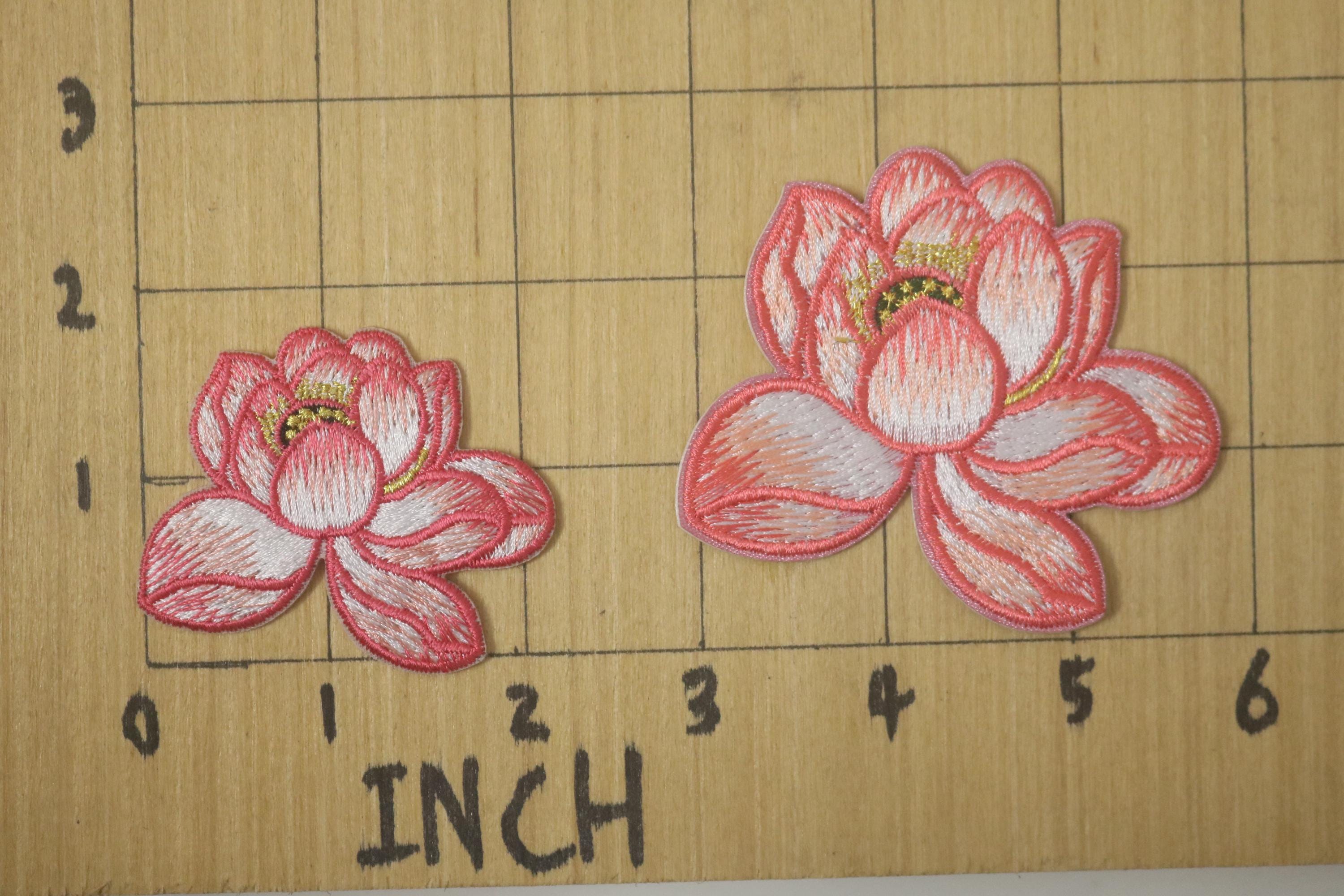 Gorgeous Lotus Patch, Pink Flower, Iron on Patch, Embroidered Patch ...