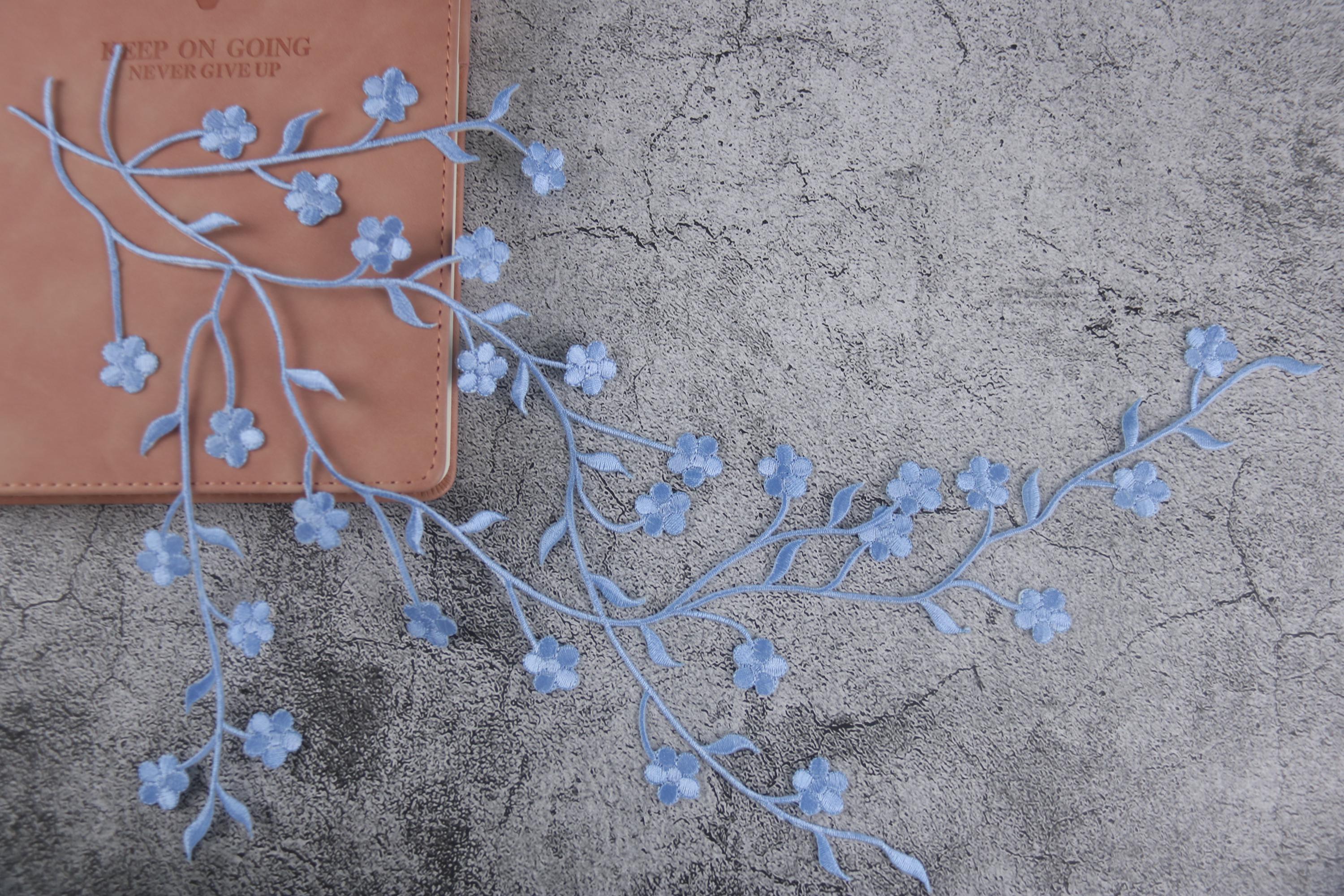 Gorgeous Blue Plum Blossom Patch, Large Flower Patch, Iron on Patch ...