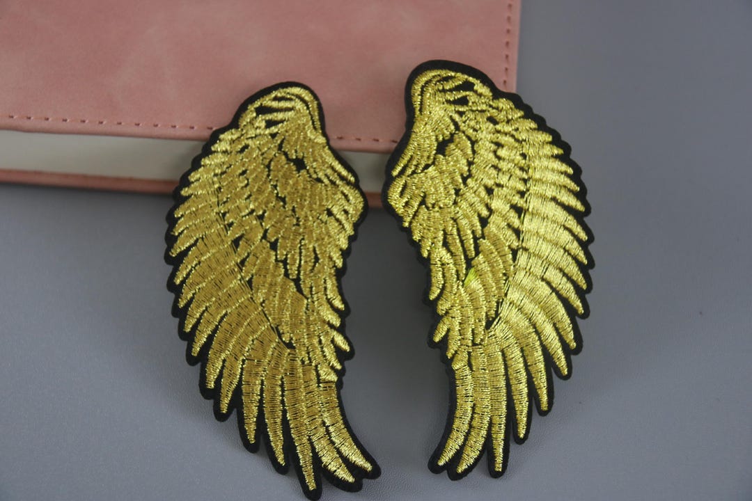 A Pair of Golden Angel Wings Patch, Iron on Patch, Embroidered Patch ...