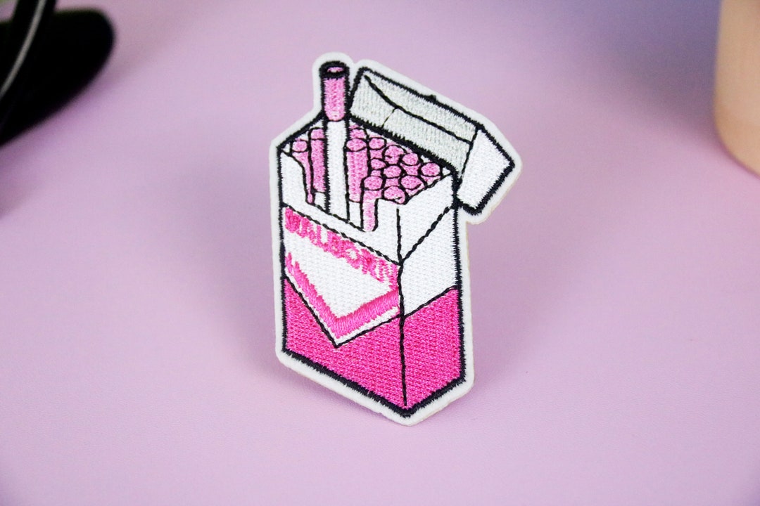 Pink Cigarette Patch, Iron on Patch, Embroidered Patch, Applique, Patch ...