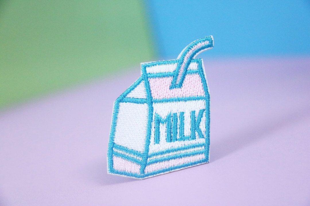 Milk Patch, Milk Box, Iron on Patch, Embroidered Patch, Applique, Patch for Jacket, Patch for ...