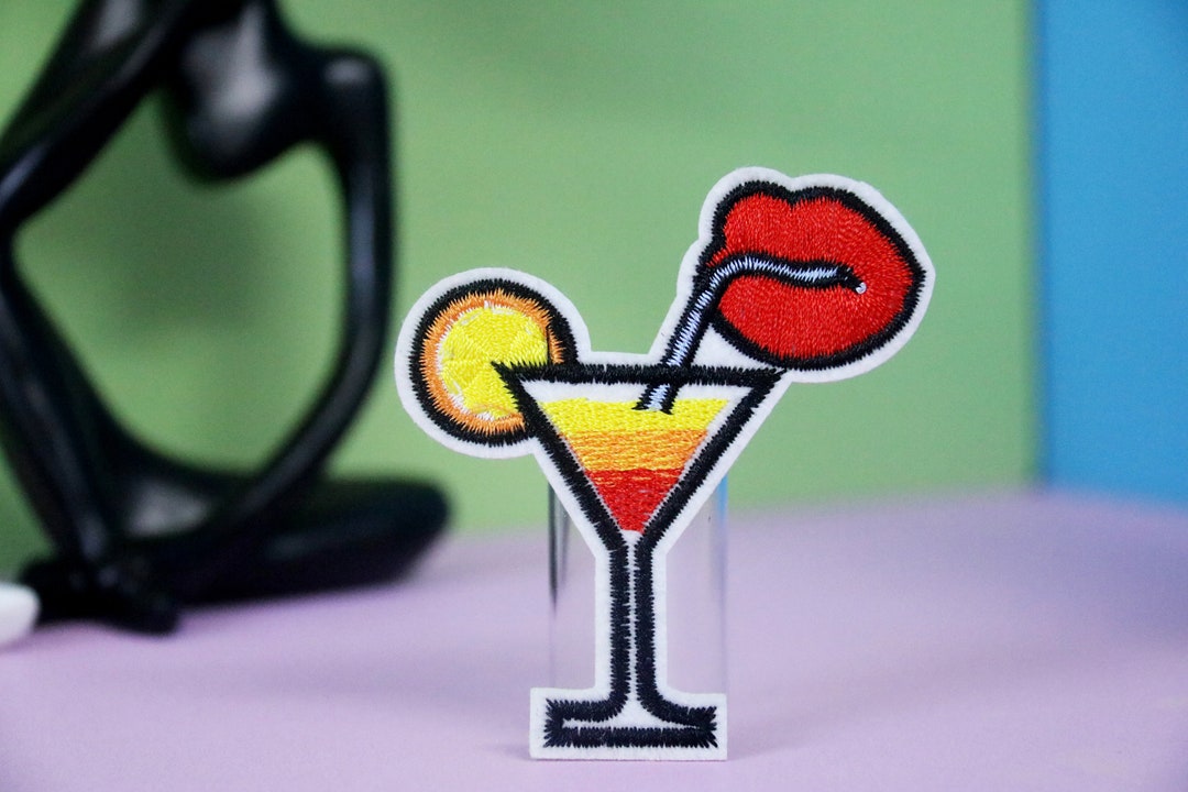 Orange Cocktail Patch, Martini Patch, Iron on Patch, Embroidered Patch ...
