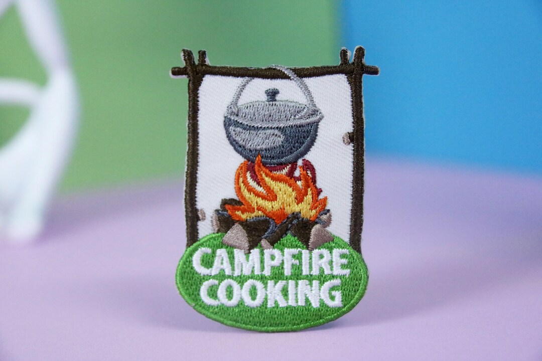 Campfire Cooking, Camping Patch, Iron on Patch, Embroidered Patch ...