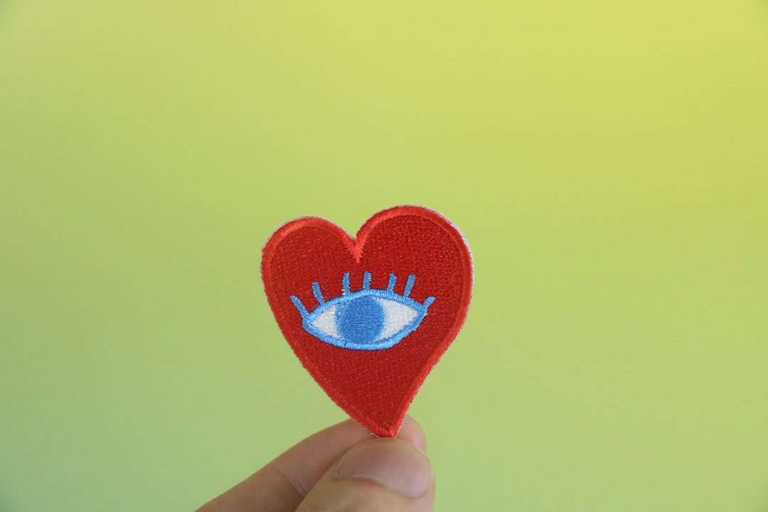 Red Heart Eye Patch, Cute, Iron on Patch, Embroidered Patch, Applique ...