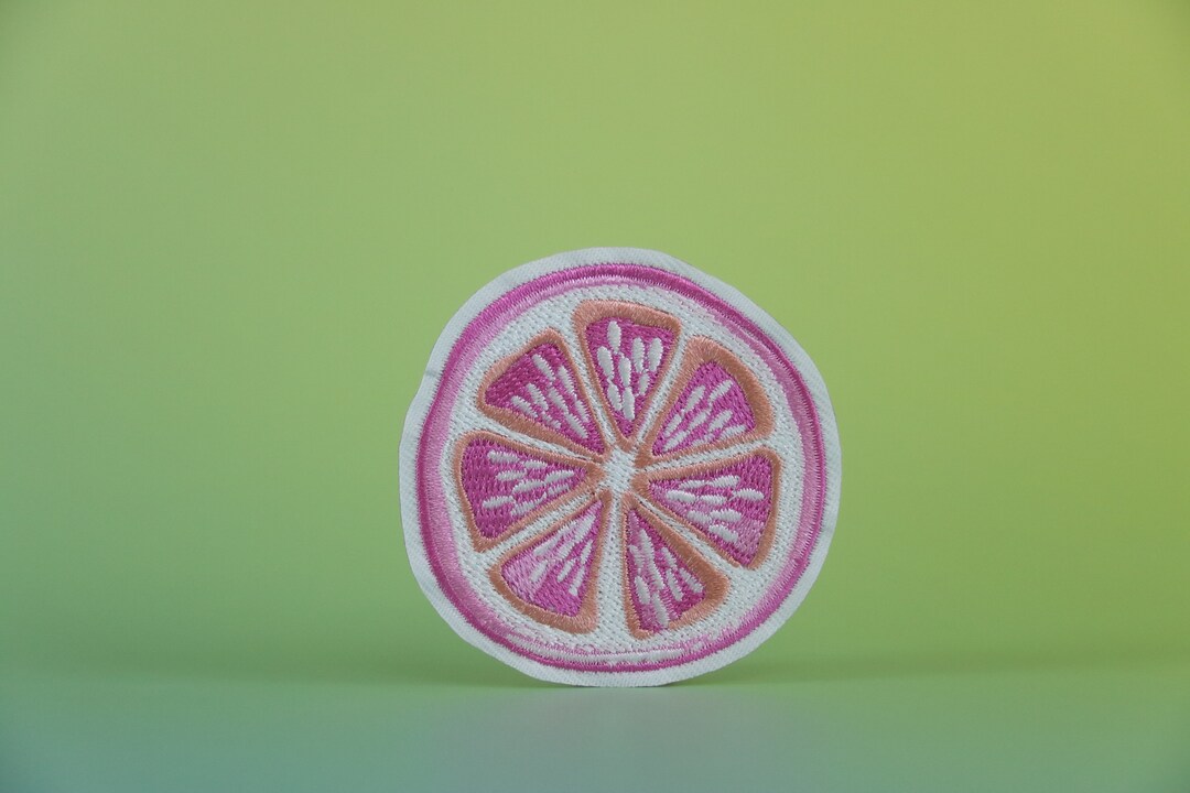 Pink Lemon Slice Patch, Lemon Patch, Iron on Patch, Embroidered Patch ...