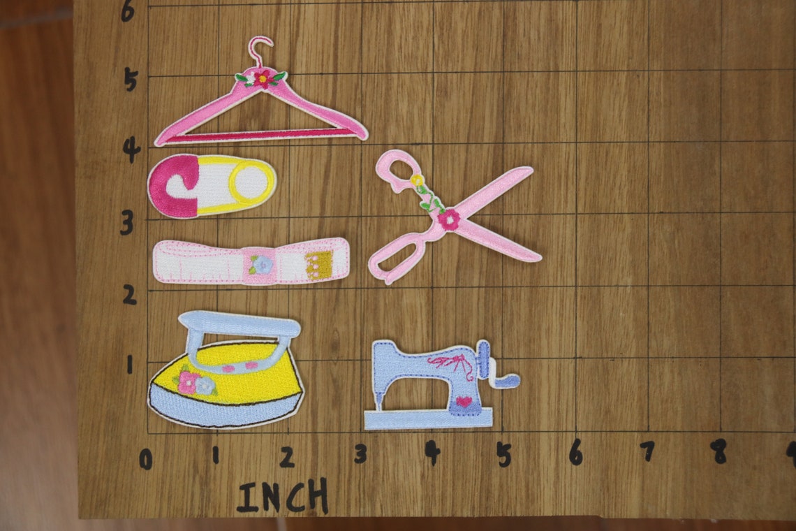 Set of 6 Sewing Craft Patch, Sewing Work Patch, Scissor, Hanger, Iron ...