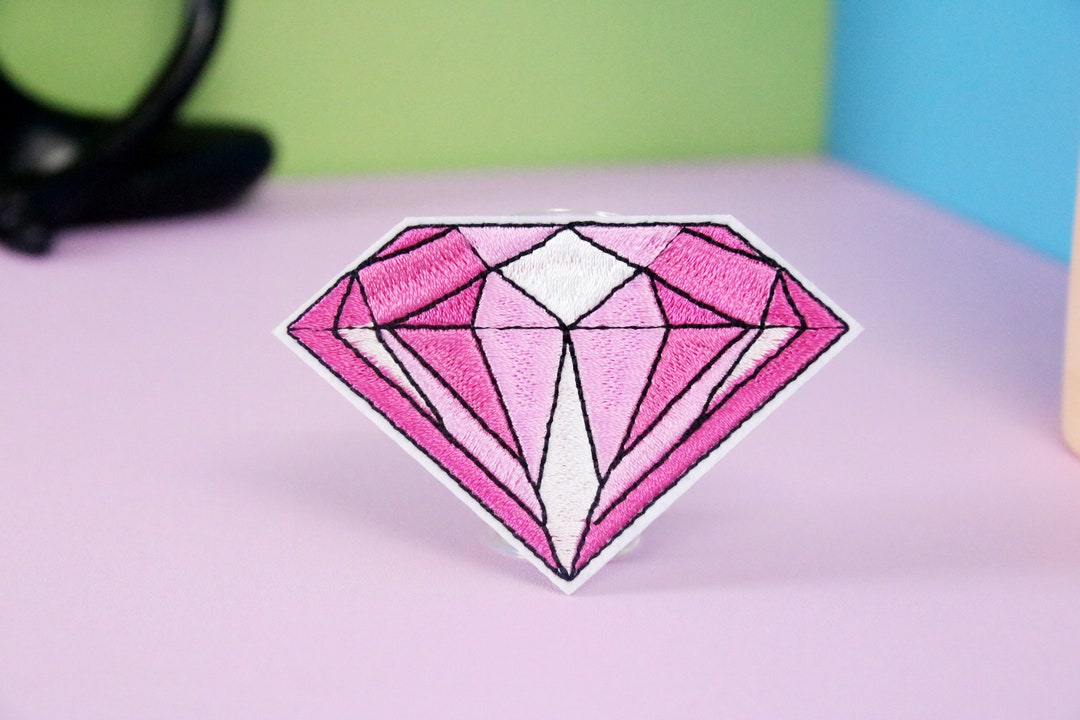 Pink Diamond Patch, Ruby Patch, Iron on Patch, Embroidered Patch ...