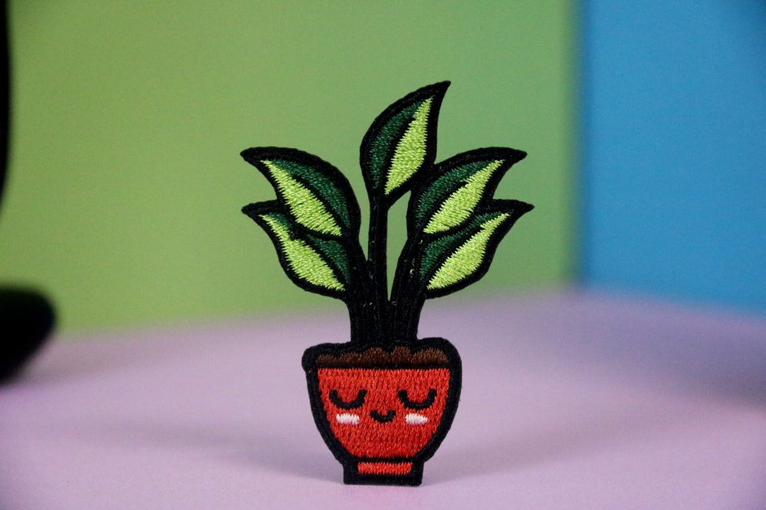 Pot Plant Patch, Grass Patch, Iron on Patch, Embroidered Patch ...