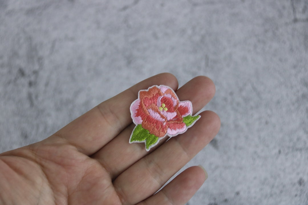 Tiny Pink Peony Patch, Rose Patch, Flower, Iron on Patch, Embroidered ...
