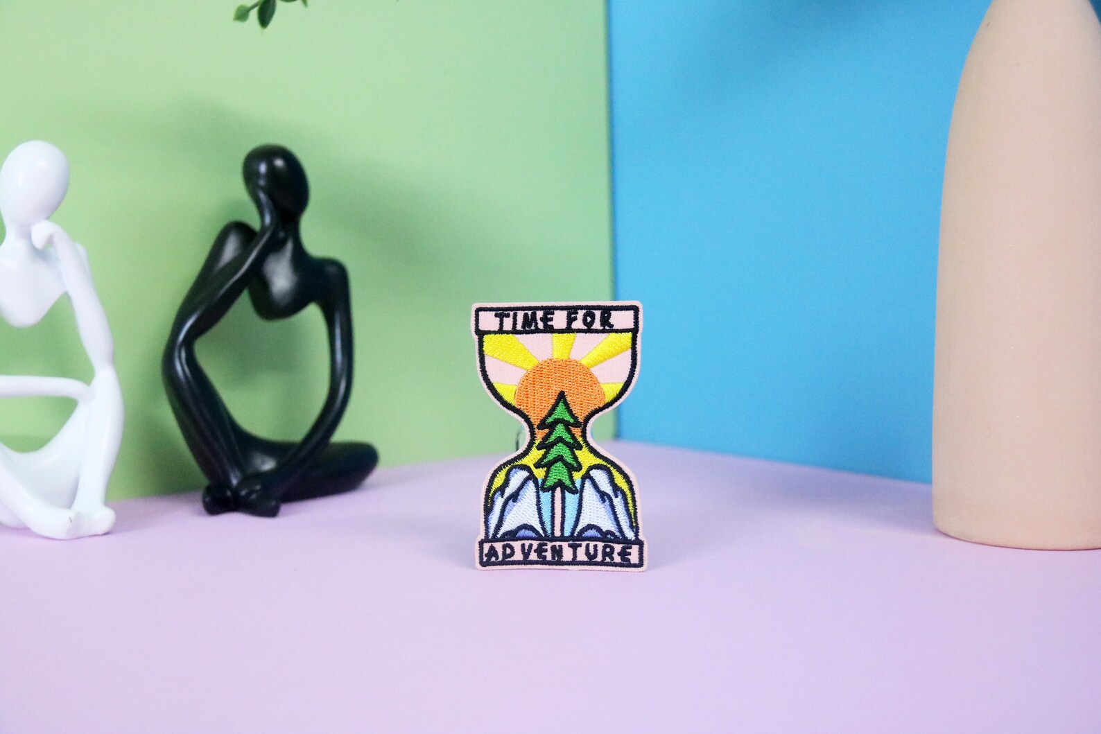 Hourglass Patch, Time for Adventure, Iron on Patch, Embroidered Patch ...