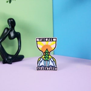 Hourglass Patch, Time for Adventure, Iron on Patch, Embroidered Patch ...