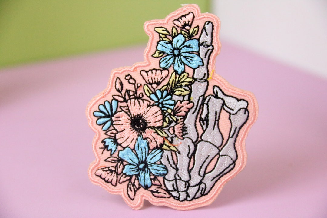 Flower Patch, Middle Finger Patch, Iron on Patch, Embroidered Patch ...