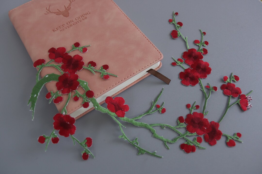 Large Red Cherry Blossom Patch, Red Flower Patch, Iron on Patch ...