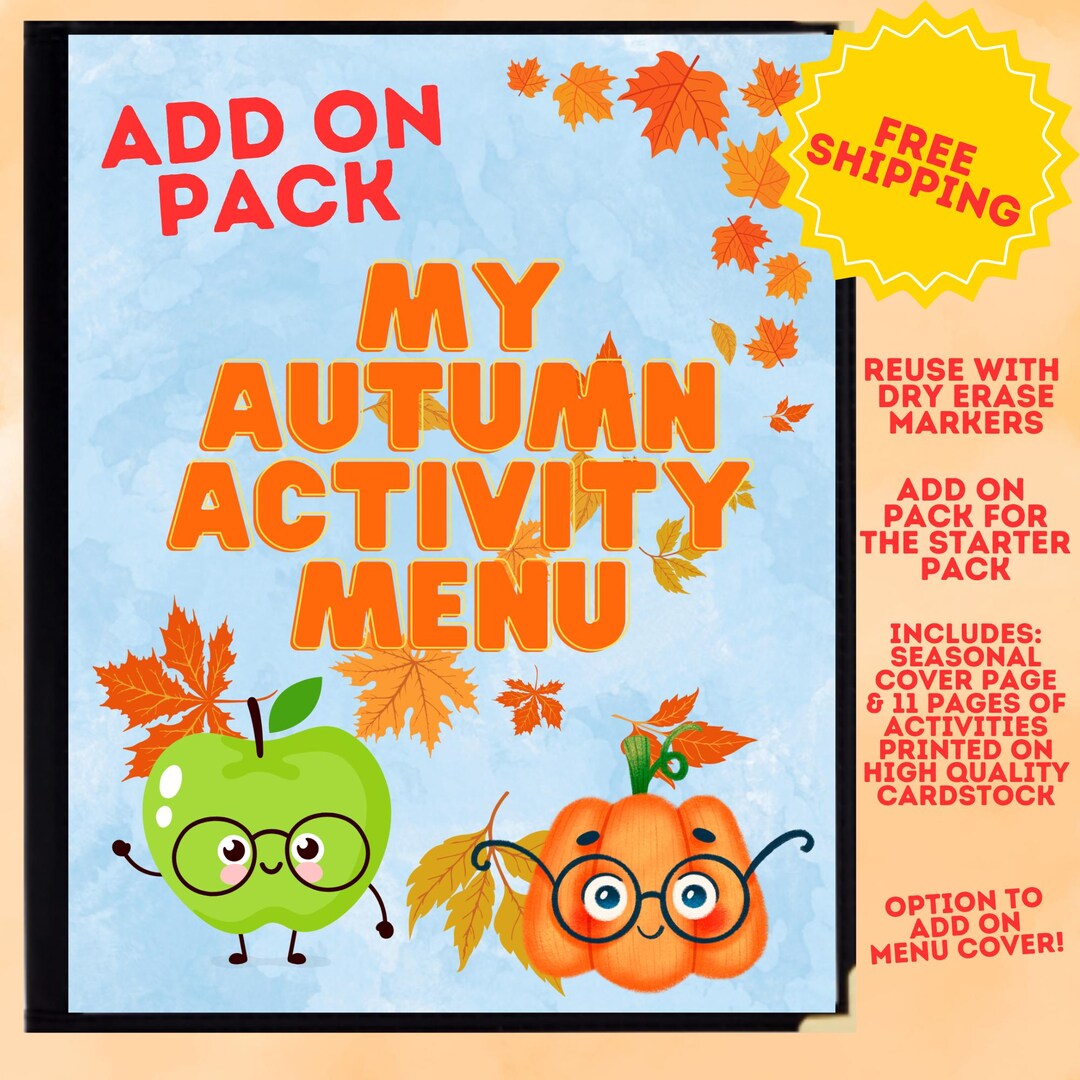 Fall Activity Menu - Kids, Toddlers & Preschoolers - Dry Erase Reusable ...