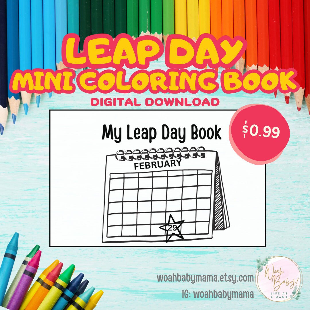 Leap Day Mini Coloring Book - Etsy