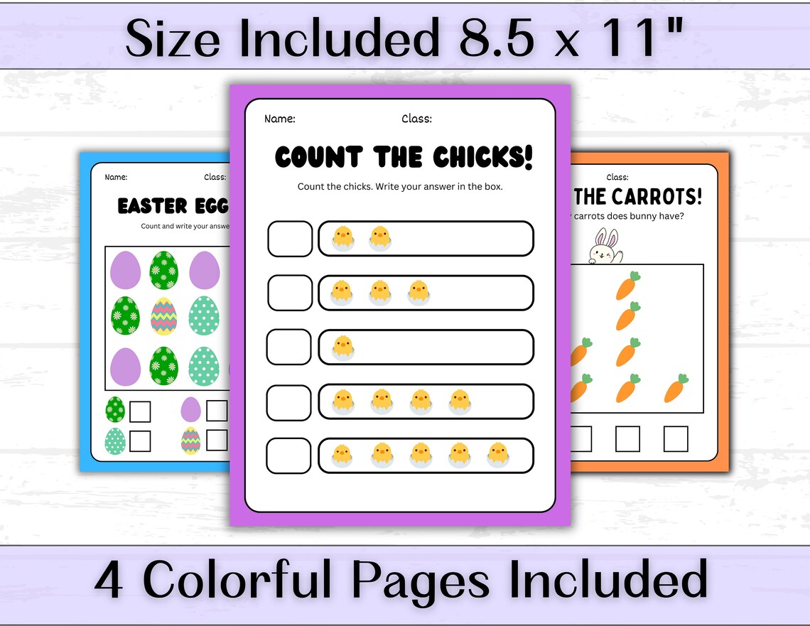 Printable Pre-k Kindergarten Easter Counting Objects Worksheet Bundle ...