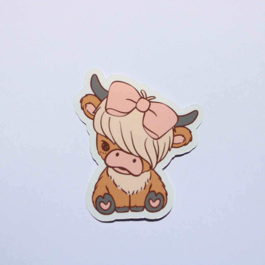 Highland Cow Sticker, Cow Sticker, Cute Cow Sticker, Farm Animal ...