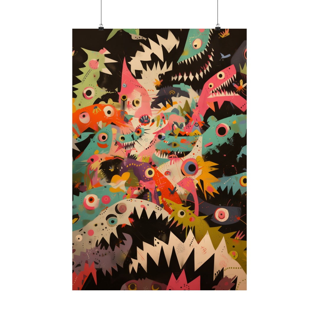 Creatures Unseen Print - Matte Vertical Poster - Folk Art Style Study ...