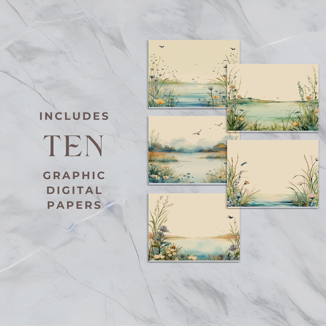 Pond Life Junk Journal Papers, Backgrounds, Printable, Commercial Use ...