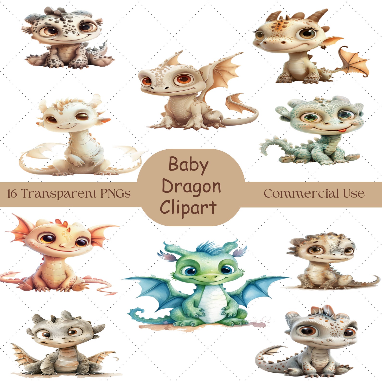 Baby Dragon Hatchling Digital Clipart Collection, Junk Journal, Instant ...