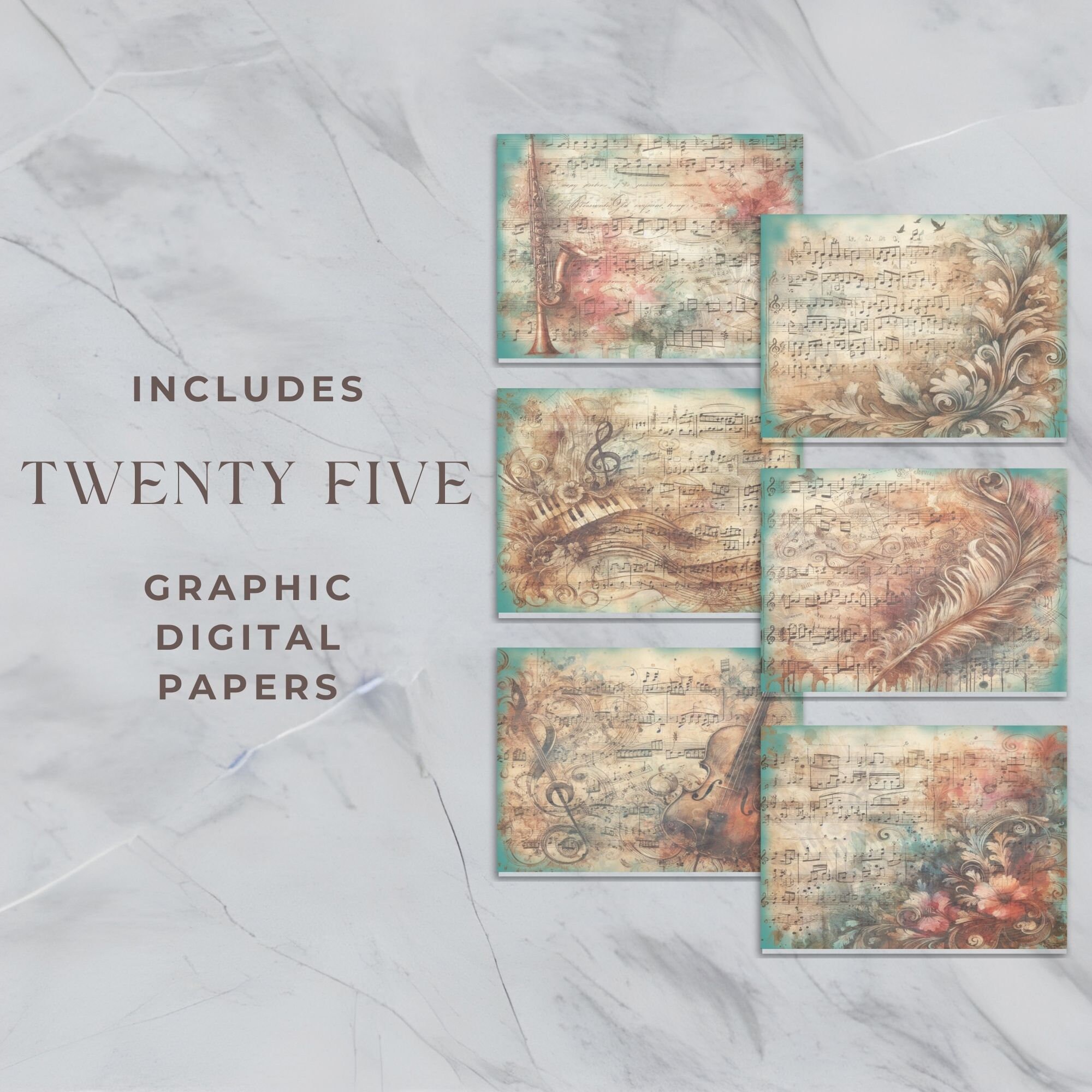 Vintage Sheet Music Background Journal Pages, Instant Download ...