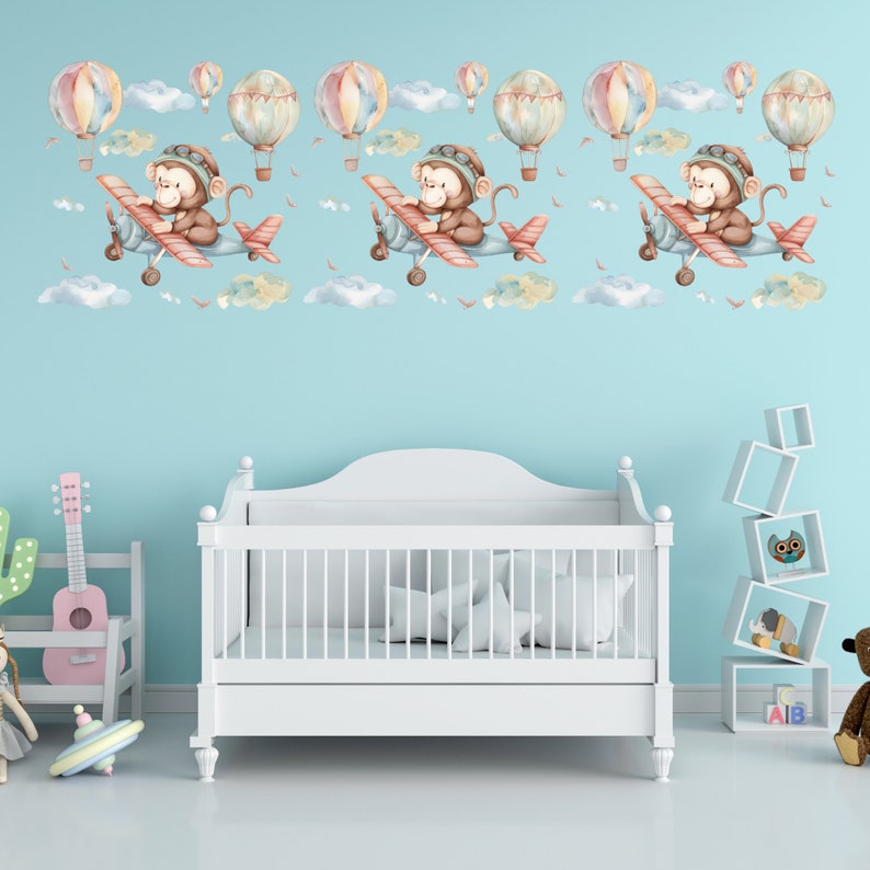 Cute Flying Monkey Watercolor Background, Printable, 300 Dpi ...