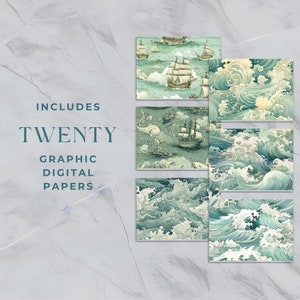 Seascape Under the Ocean Watercolor Backgrounds, Instant Download ...