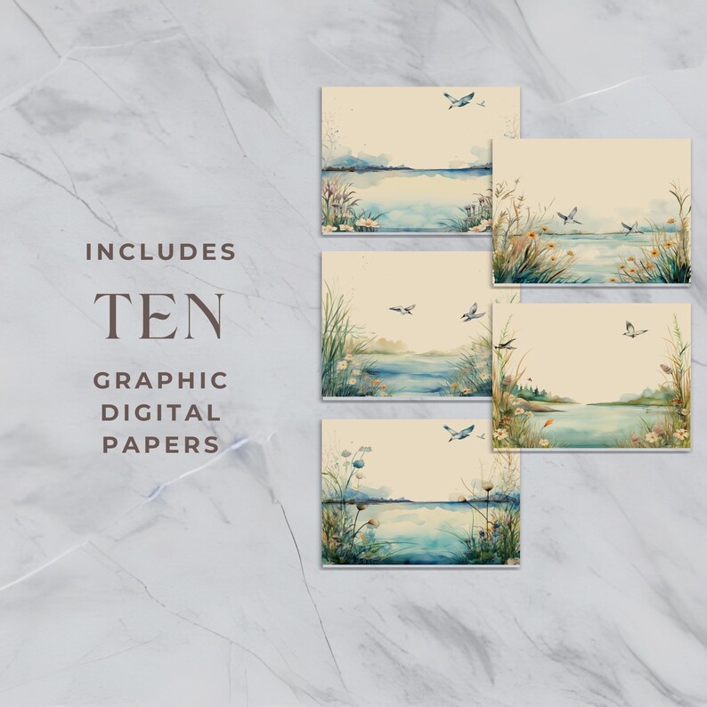 Pond Life Junk Journal Papers, Backgrounds, Printable, Commercial Use ...