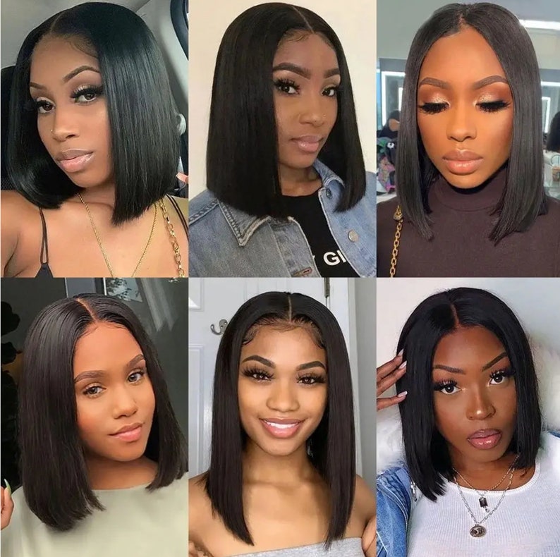 Short Bob Human Hair Lace Front Wig 8 Inches - Etsy