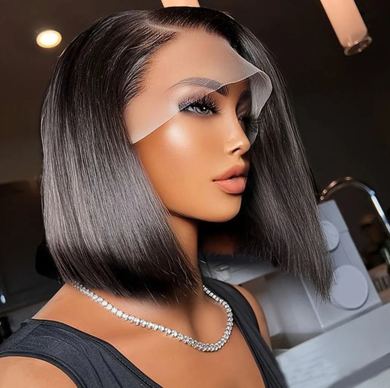 Short Bob Human Hair Lace Front Wig 8 Inches - Etsy