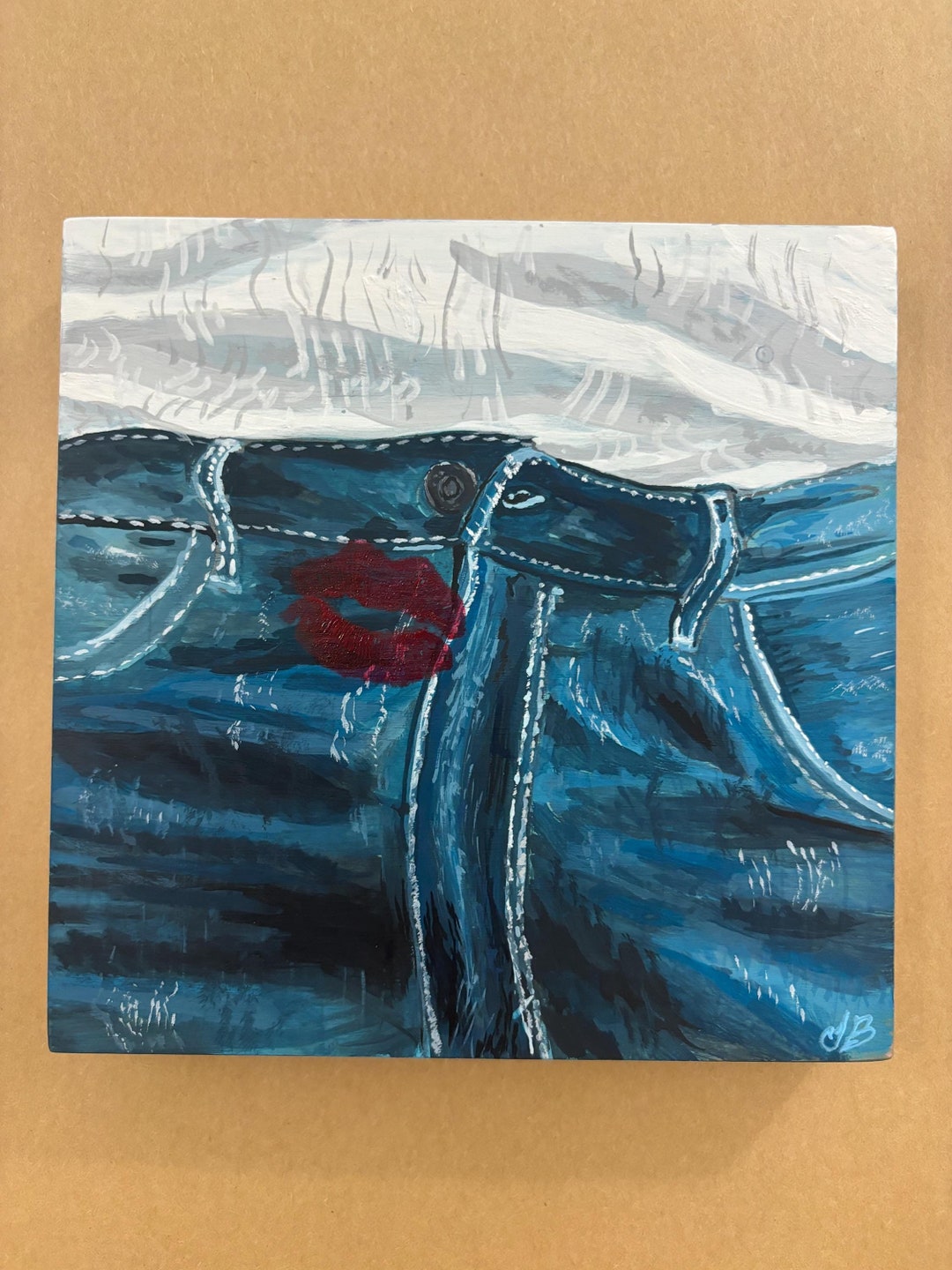 Stone Butch in Bluejeans Original Butchfemme Gouache Painting on 6 Inch ...