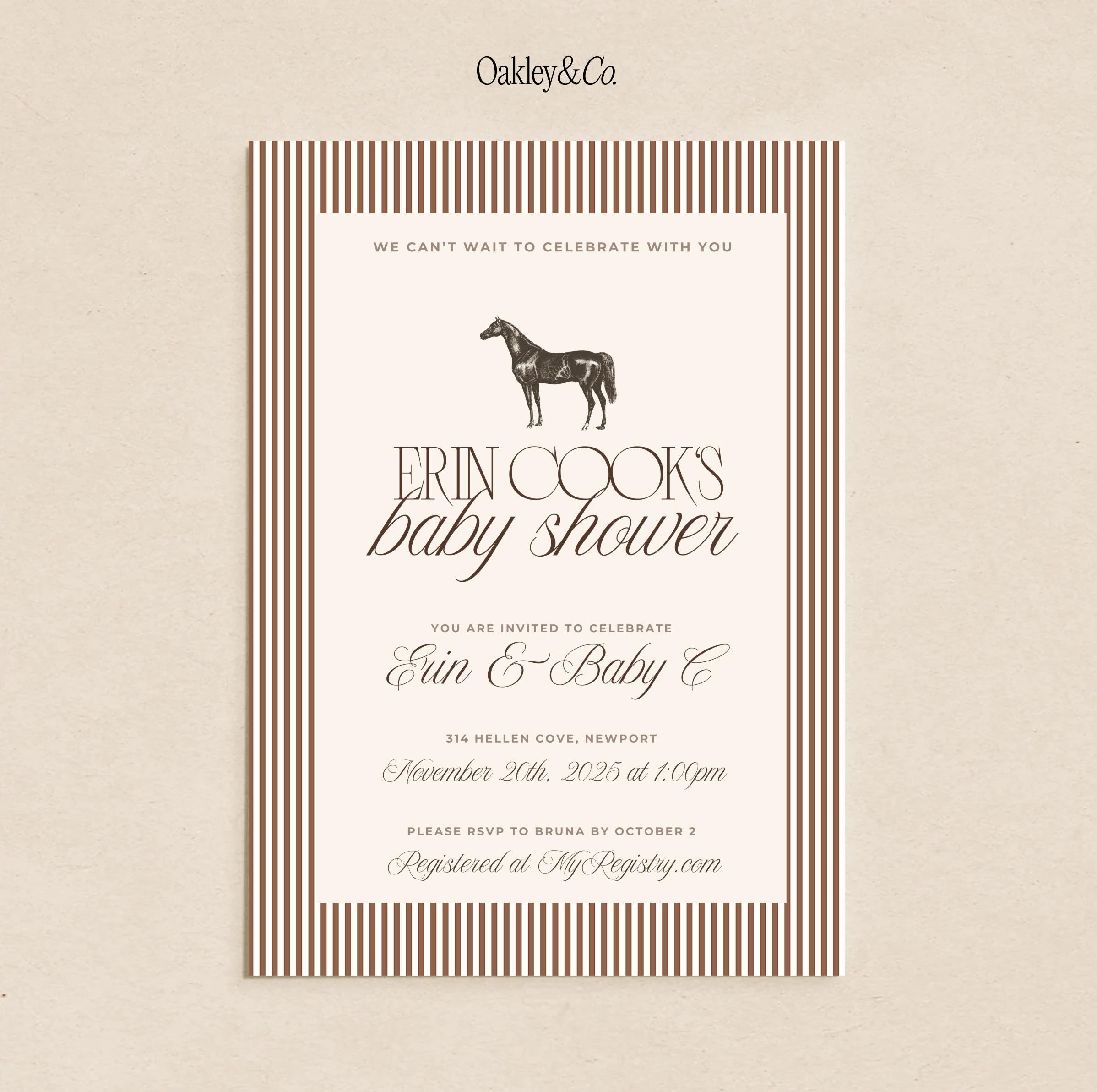 Neutral Preppy Stripes Baby Shower Invitation: Classic Polo Canva ...