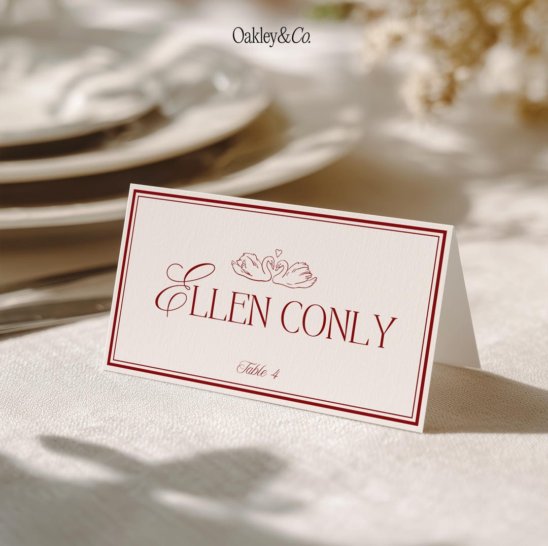 Hand Drawn Italian Vintage Place Setting Name Card Template, Elegant ...