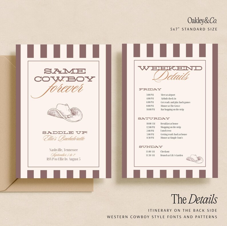 Bachelorette Party Invitation Cowboy Theme Template Editable Canva ...