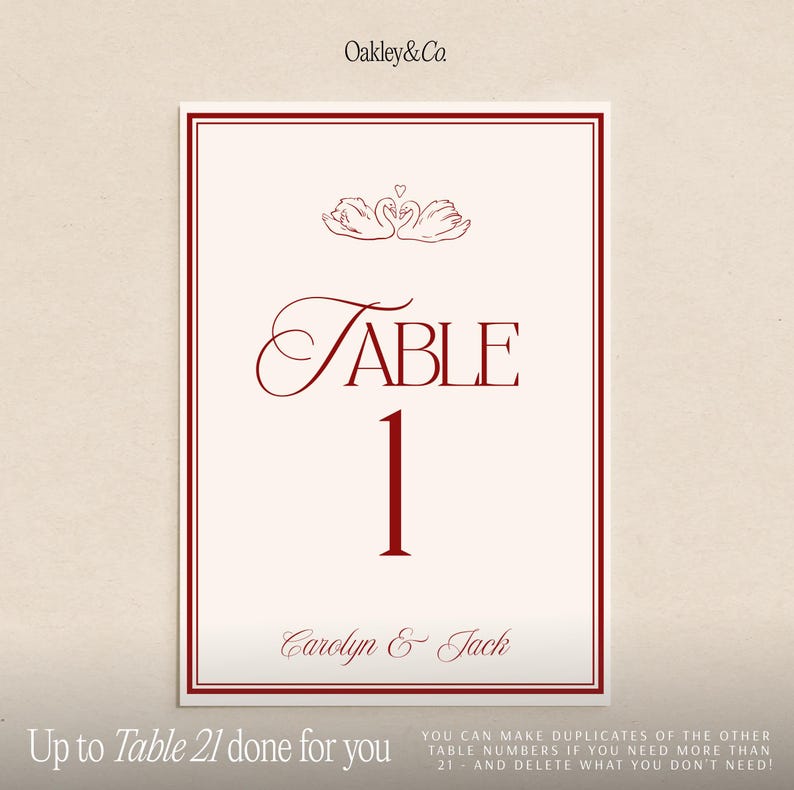 Hand Drawn Italian Vintage Wedding Table Numbers Template (digital ...