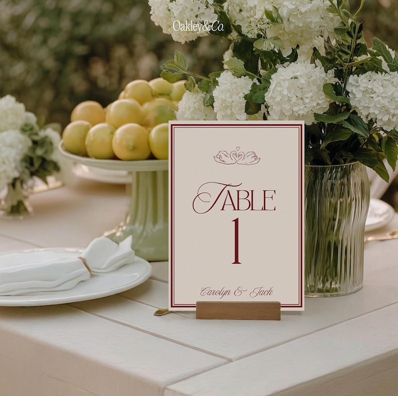 Hand Drawn Italian Vintage Wedding Table Numbers Template (digital ...