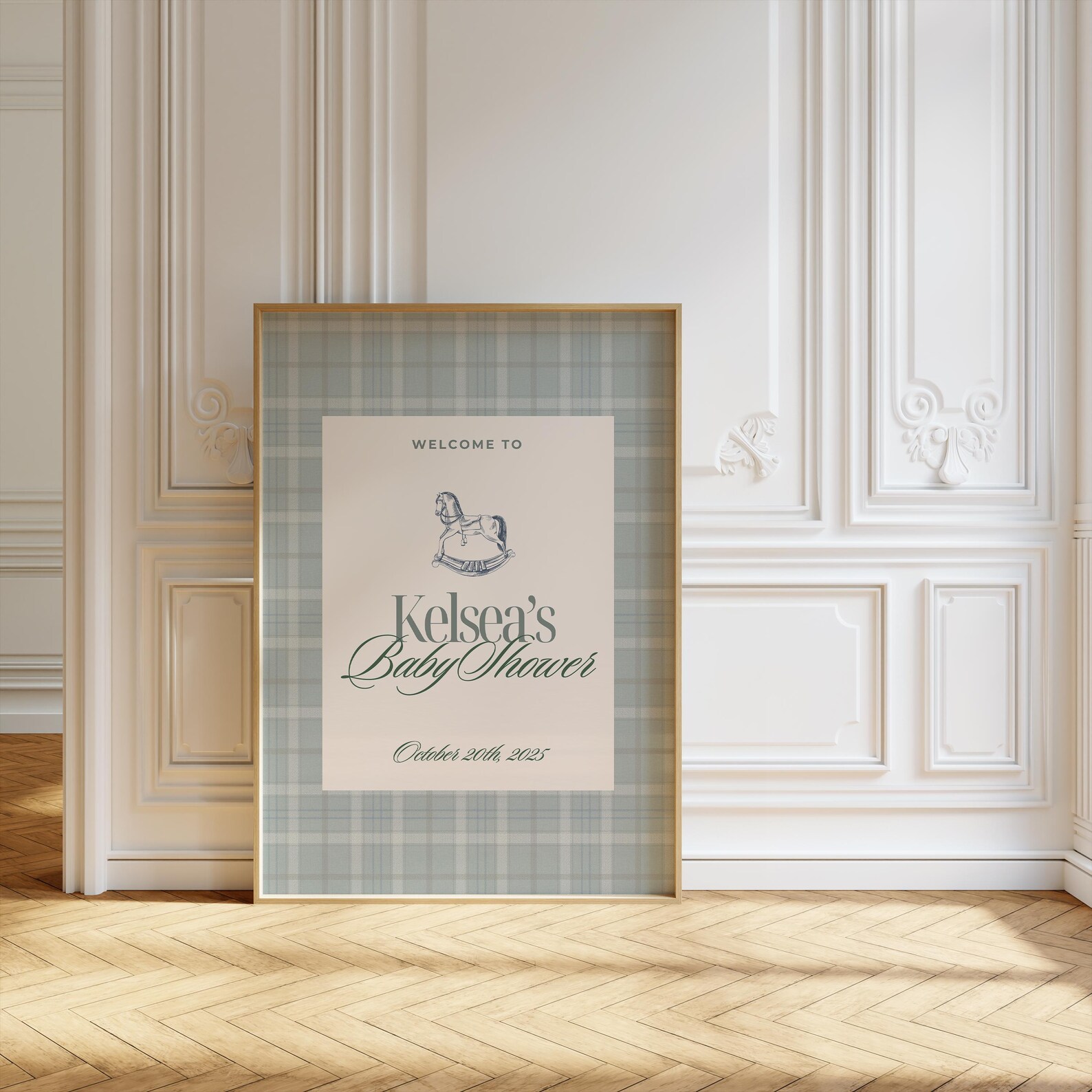 Old Money Baby Shower Welcome Sign: Blue Plaid, Ralph Lauren Style ...