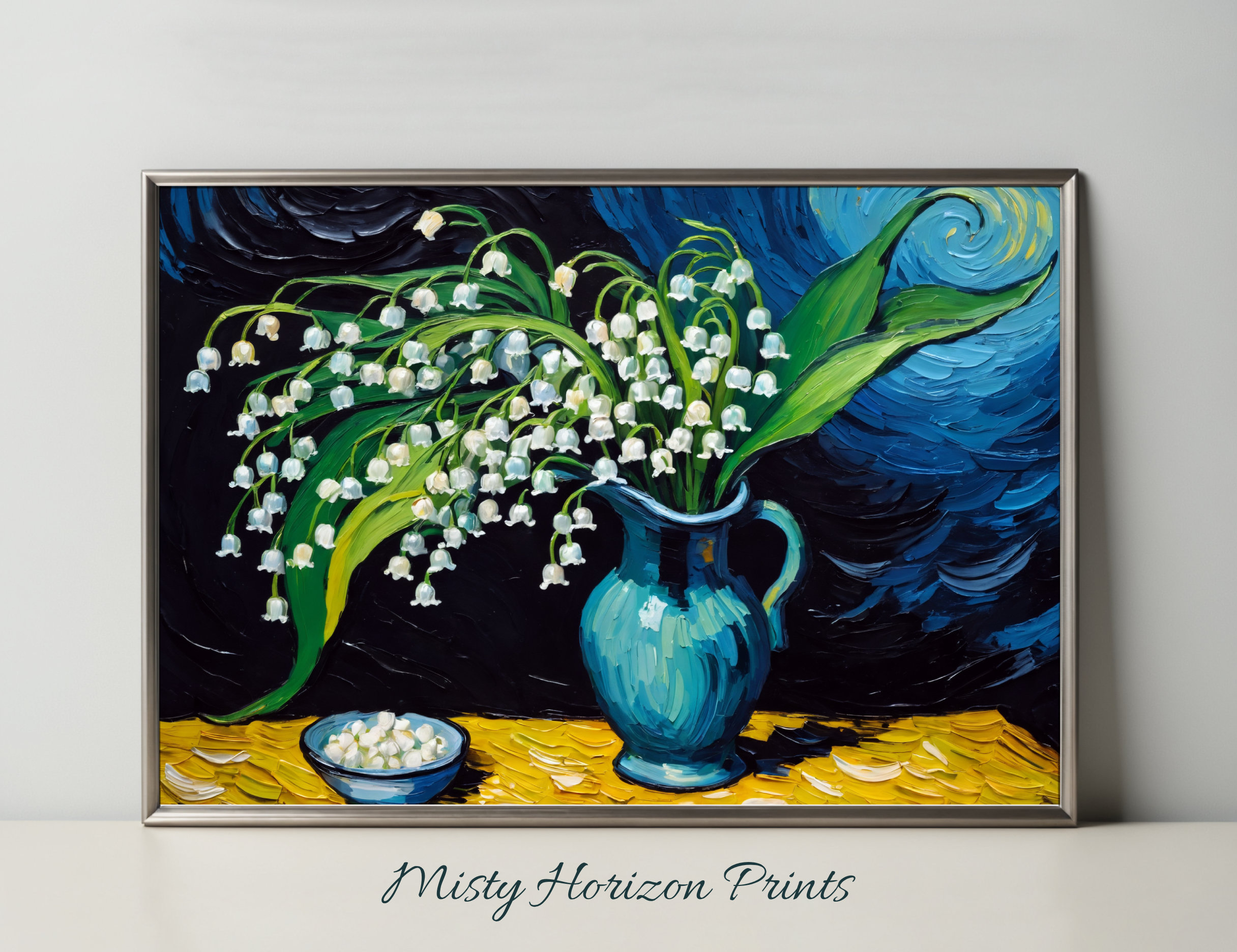 Lily of the Valley Cascade. Van Gogh Style Oil Painting. Printable ...