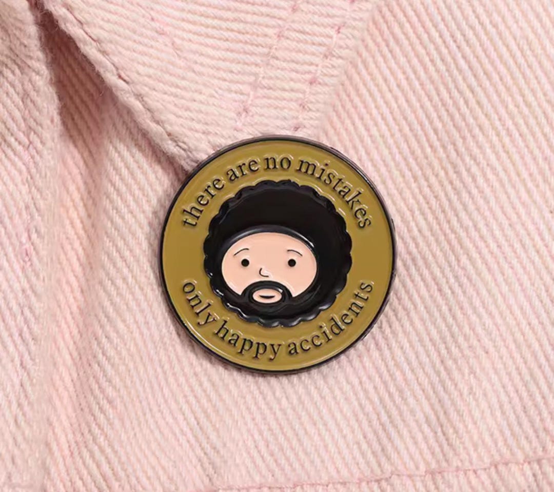 Bob Ross ‘happy Accidents’ Enamel Pin – There Are No Mistakes Quote ...