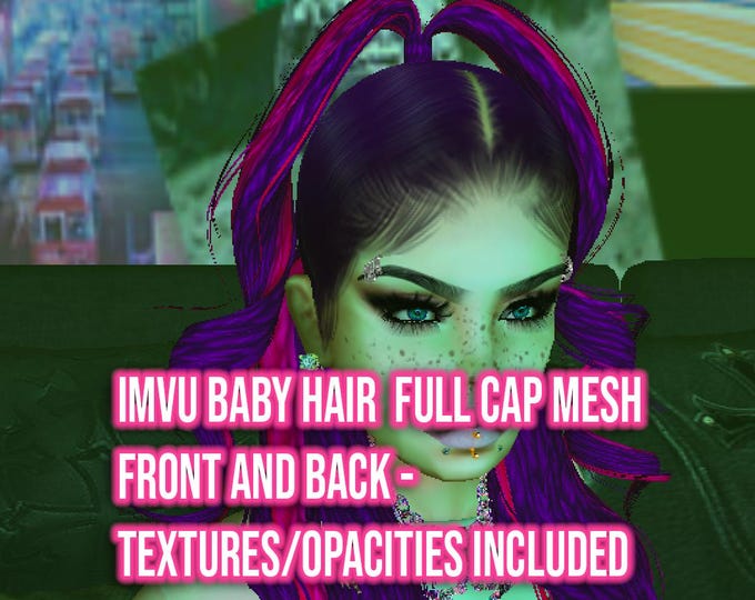 2023 IMVU Baby Hair MESH (full) + 2 FREE Opacity Maps | Sleek Baby Hair ...