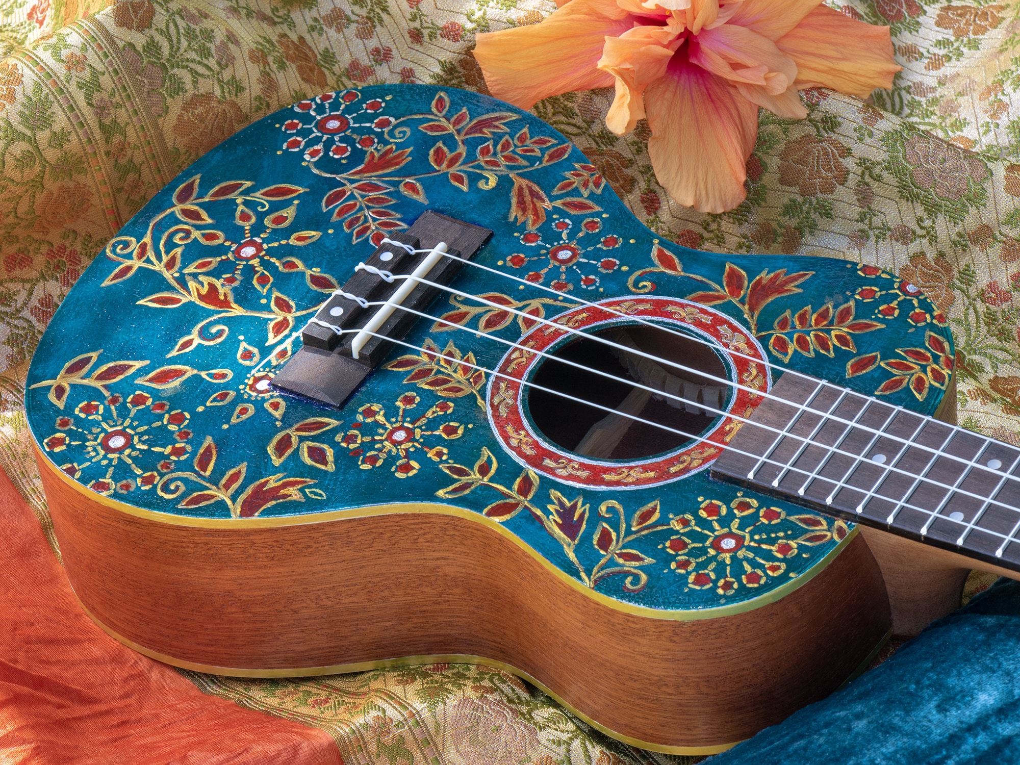 Custom Hand Painted Ukulele, 23 Inch Concert Size, Unique Floral Design ...