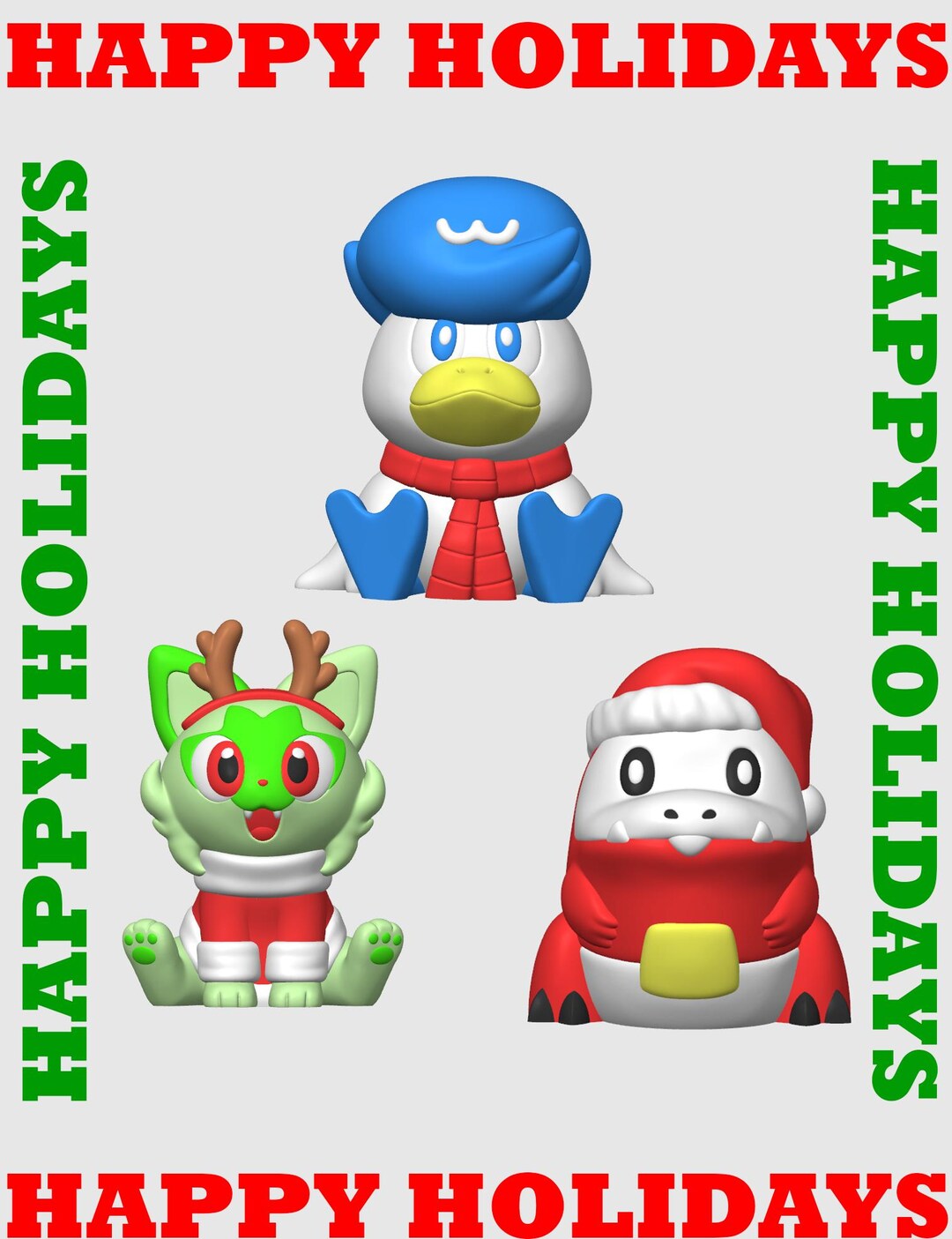 Holiday Christmas Pokemon Figure Fanart Gift 3d Printed Generation 9 ...