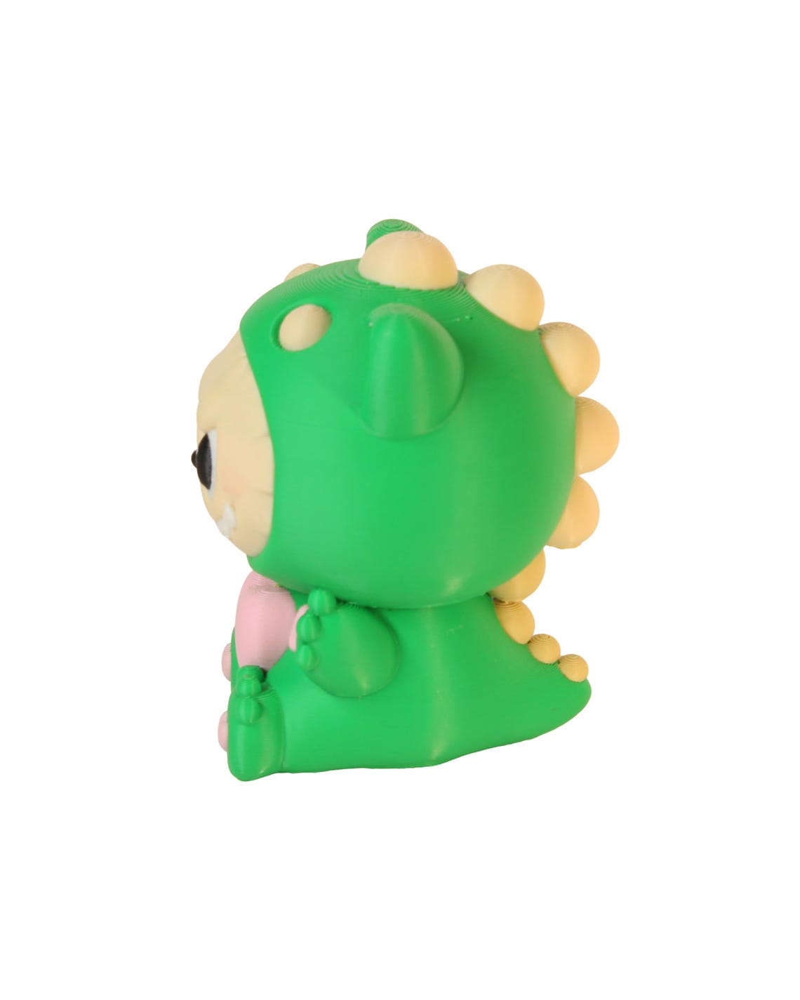 3D Printed Labubu Dino Figure Green With Pink Hearts Cute Collectible ...