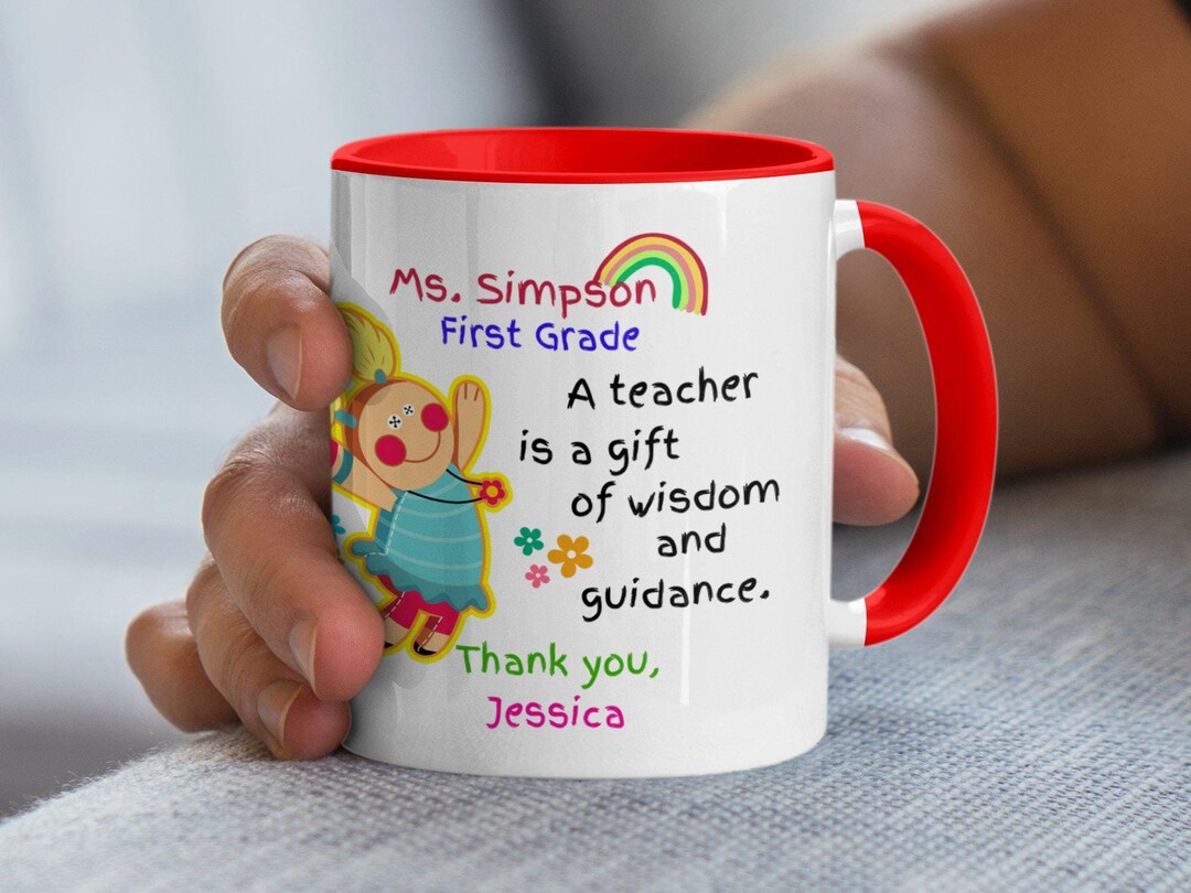 End of Year Gift Personalized Teacher Name Grade Level Ceramic Mug ...