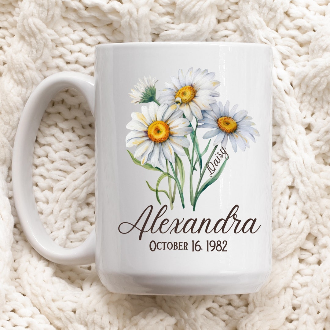 Personalized April Birth Flower Mug, Gift for Mothers Day, Custom Name ...