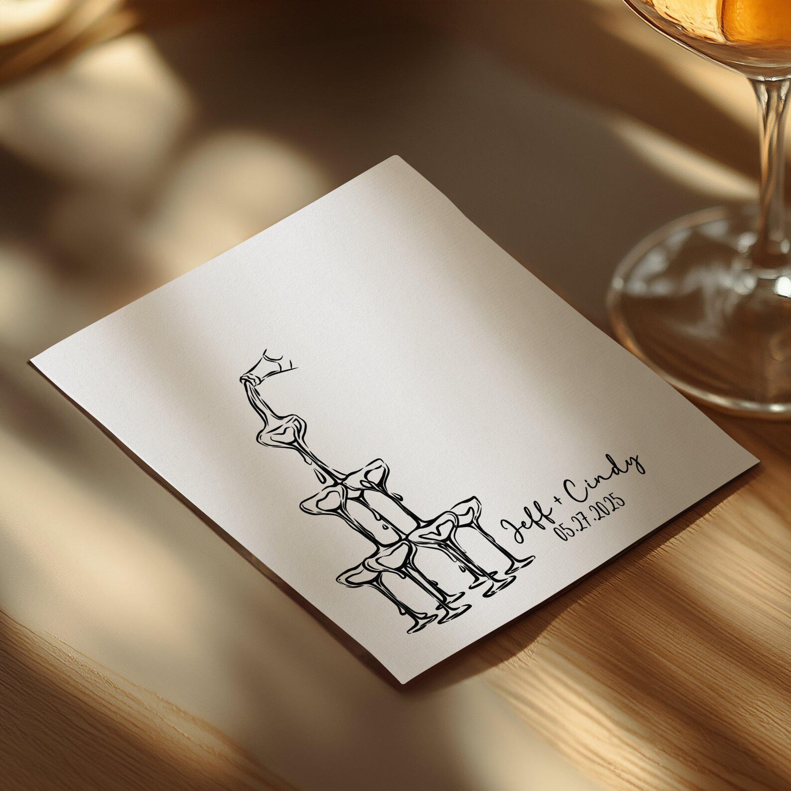 Custom Champagne Tower Cocktail Napkins, Personalized Wedding Napkins ...