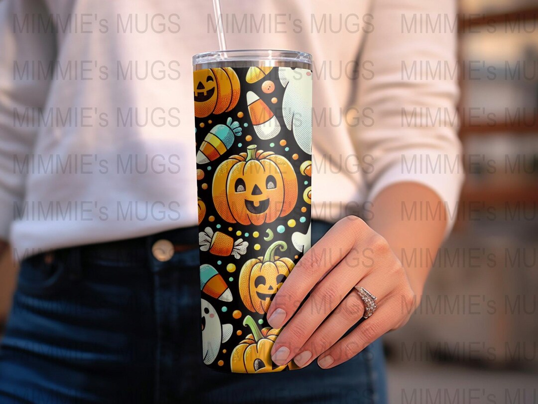 Halloween Skinny Tumbler Wraps, Straight Tapered 20 Oz, Cute Fun Ghost ...