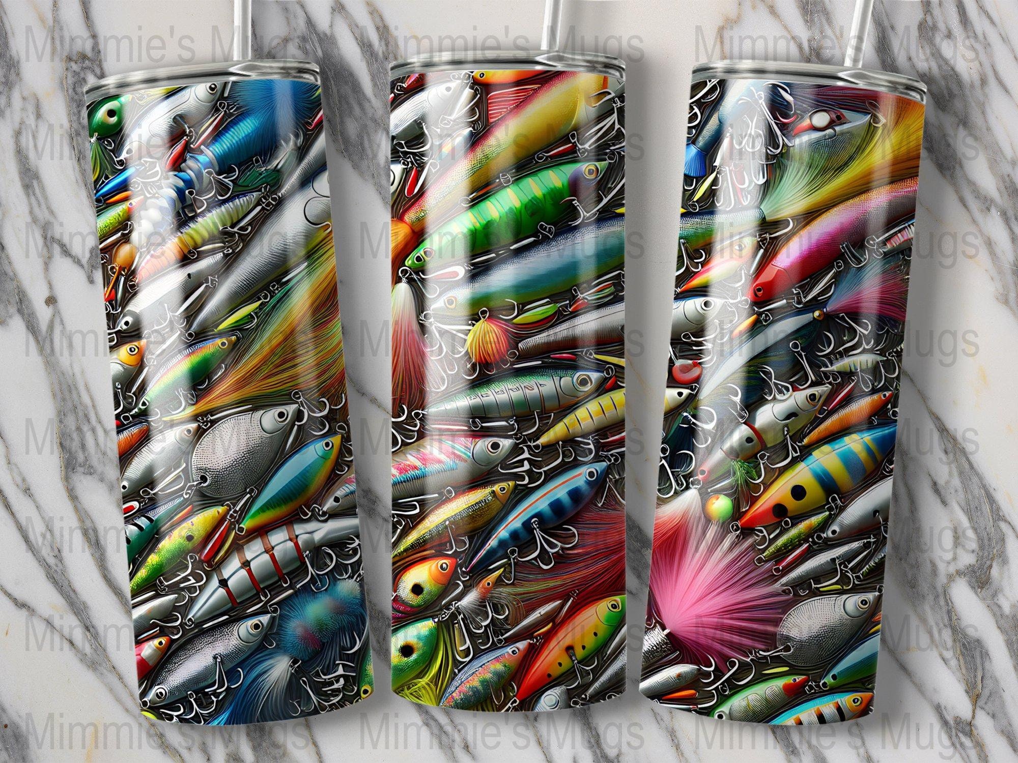 Colorful Fishing Lure Tumbler Wraps, 20 Oz Skinny Tumbler PNG, Digital ...