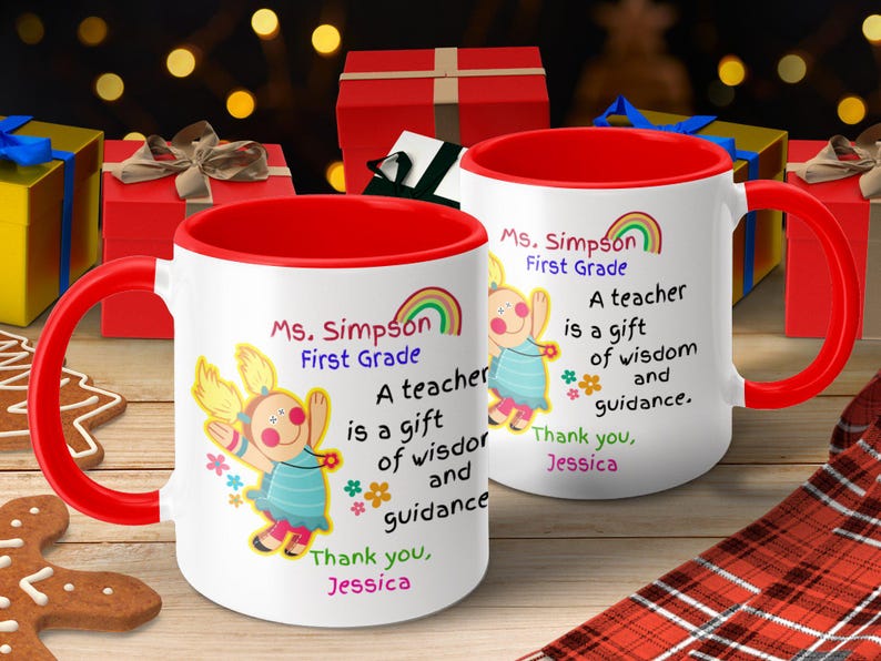 End of Year Gift Personalized Teacher Name Grade Level Ceramic Mug ...